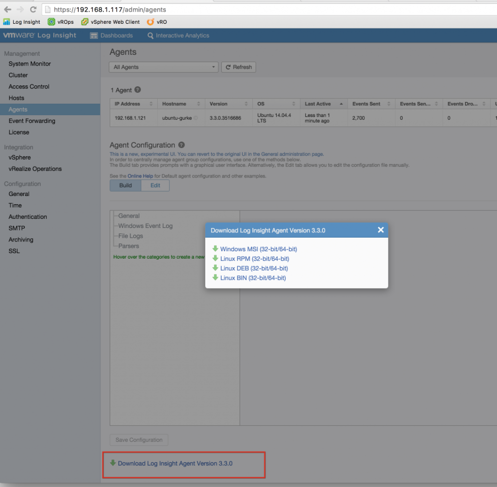 Installation des Log Insight Agenten » vrealize.it - TechBlog VMware SDDC